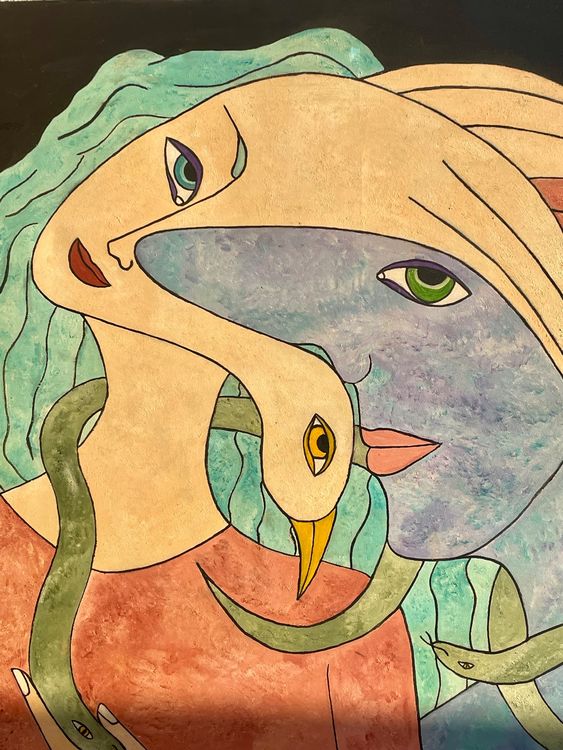 Grosse sehr Interessante Pop Art Öl auf Leinwand Gemälde sig | Kaufen auf Ricardo