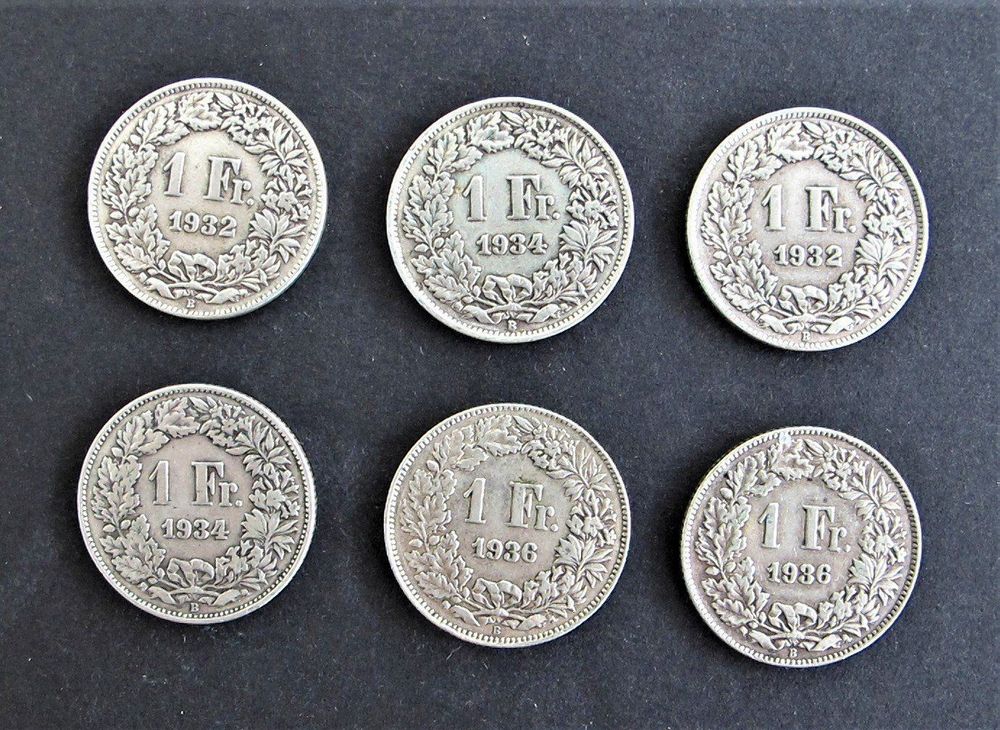 1 Fr. Silber 6 Stück Jge 1932-1936 | Kaufen auf Ricardo