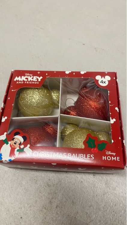 4er Set Disney Weihnachtsbaumkugeln Mickey Mouse Neuwertig! (Neu und ...
