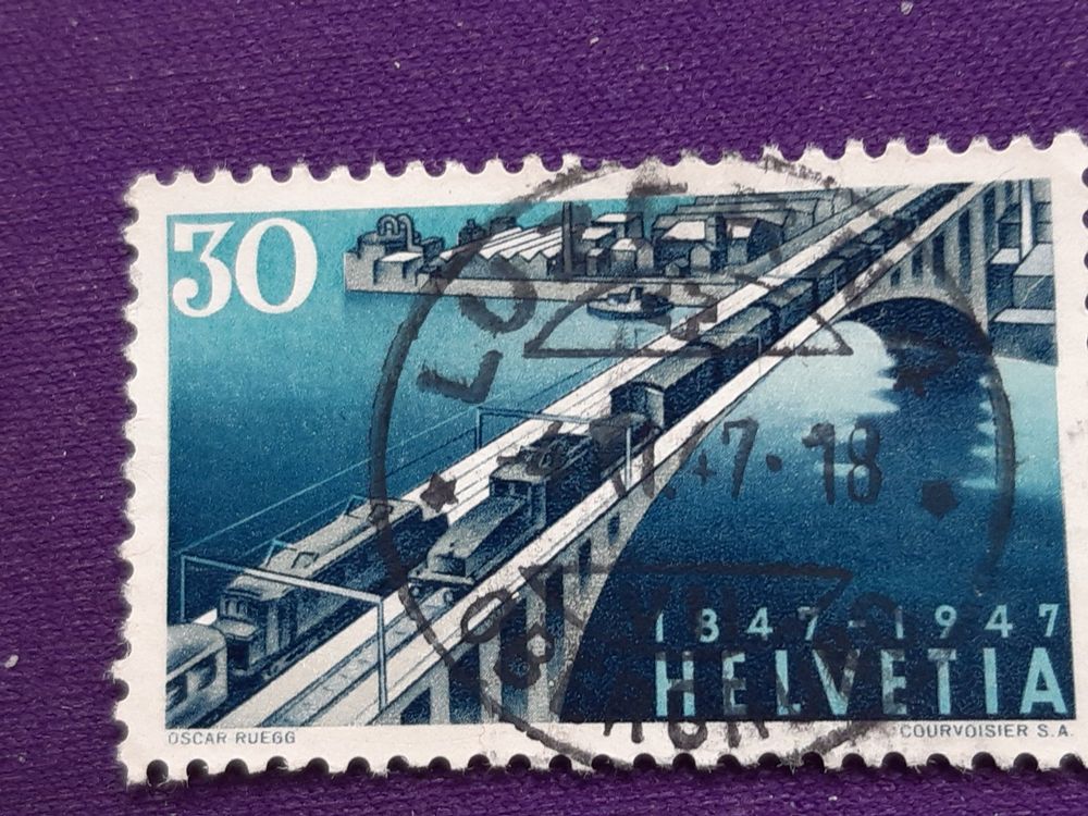 Vollstempel LUZERN auf El. Zug auf Brücke 1947, 30 Rp. (Gebraucht) in Wangs für CHF 3 – mit ...