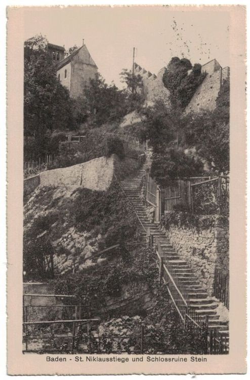 Baden, St. Niklausstiege zur Schlossruine Stein, gel. 1919 (Gebraucht ...