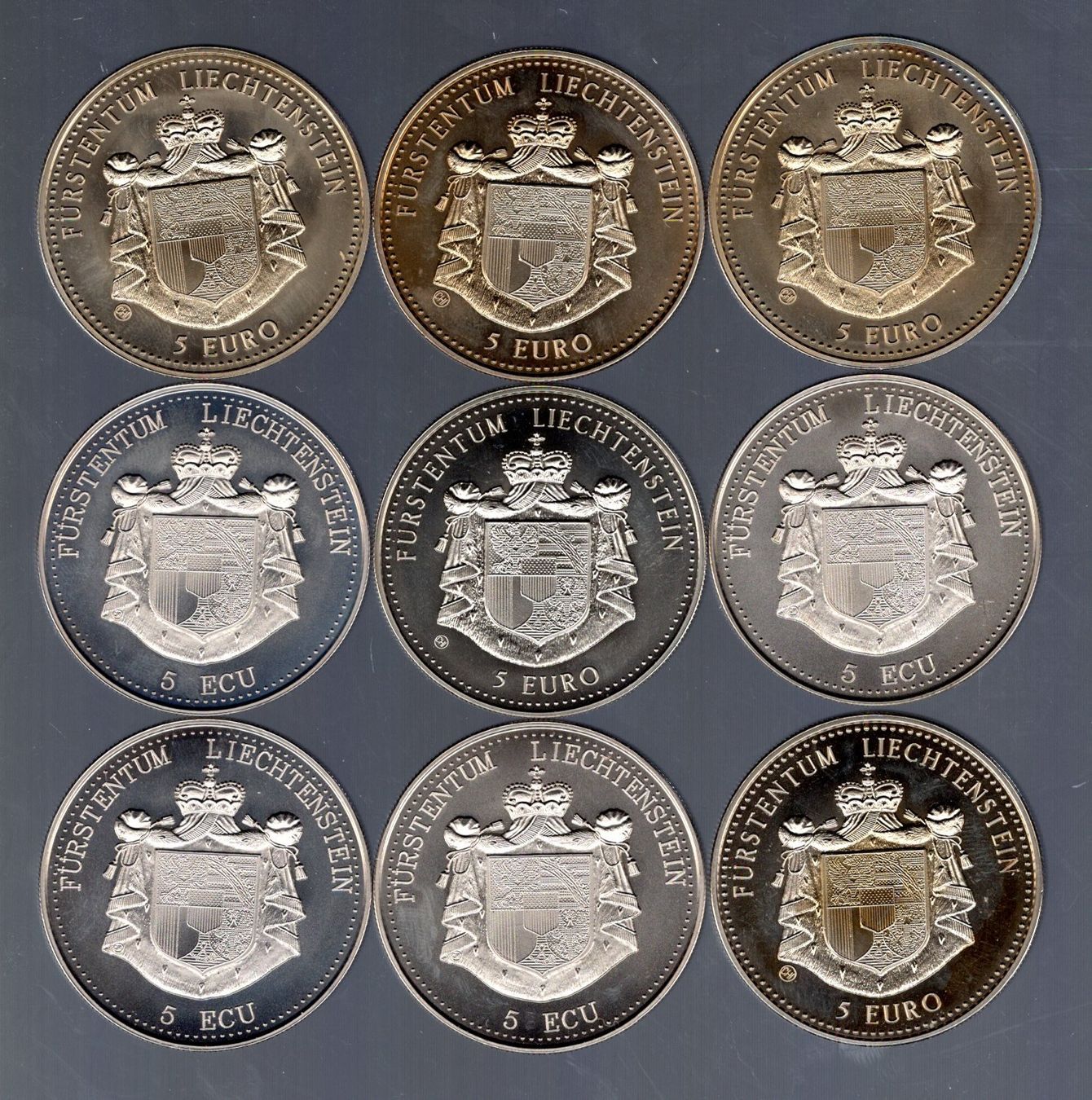 Liechtenstein ECU coins 9 stück UNC (Gebraucht) in Leibstadt für CHF 40 ...
