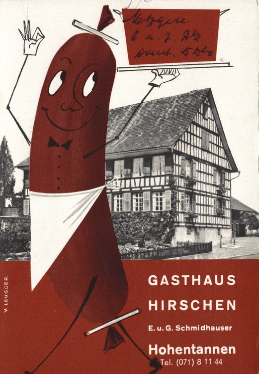 Werbekarte Gasthaus Hirschen, Hohentannen (Gebraucht) in Bronschhofen für CHF 6 – mit Lieferung ...