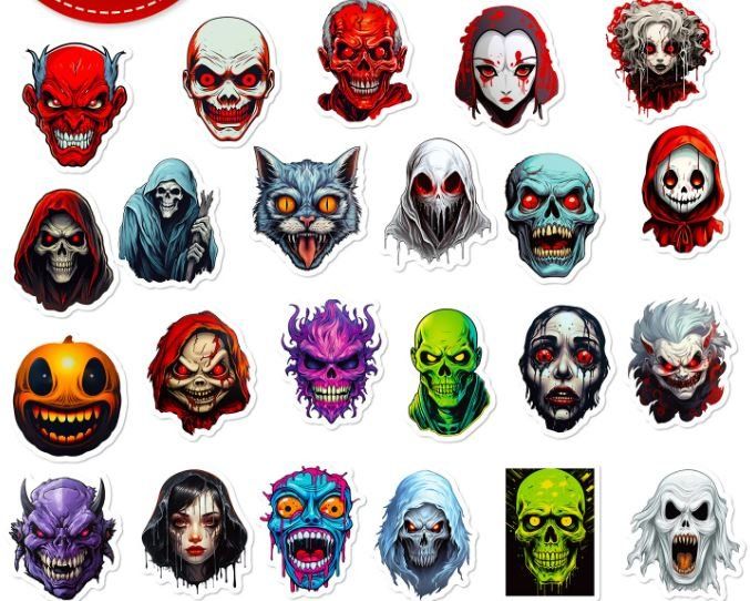 Monster Fratze Clown Maske Horror Scream 50 tlg Stickerset (Neu und ...