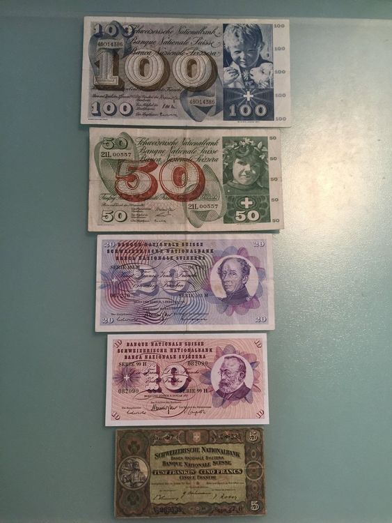 Alte CH-Banknoten von 5er bis 100er Note (Gebraucht) in Zollikofen für ...
