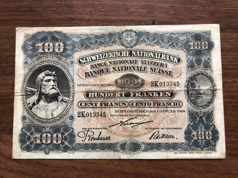 100 Franken Note 1918 | Kaufen auf Ricardo