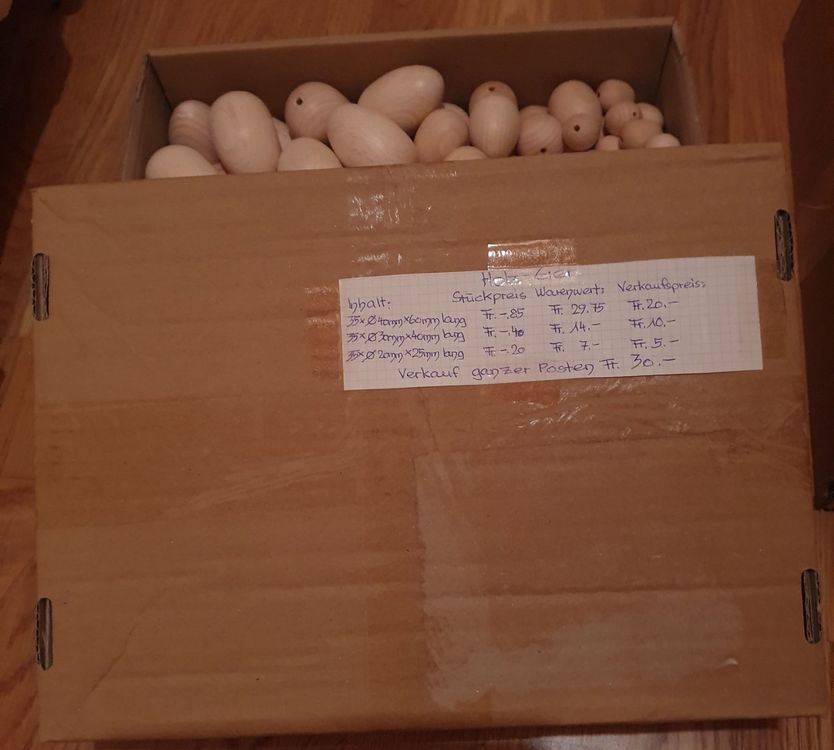 Bastel-und Werkmaterial/Ostern: 105Stk Holz-Eier, div. Masse (Neu und ...