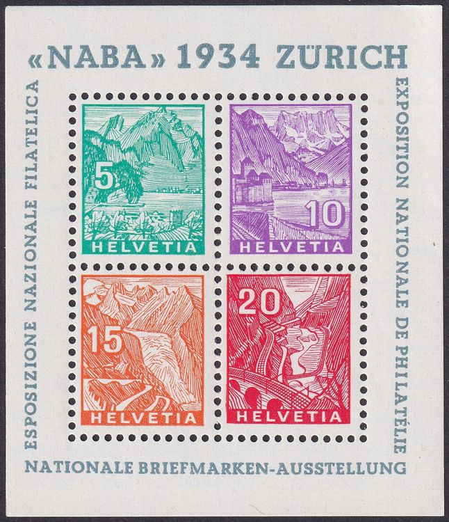 1934, NABA-Block W1 postfrisch **. Kat: 900.- günstig! (Gebraucht) in ...