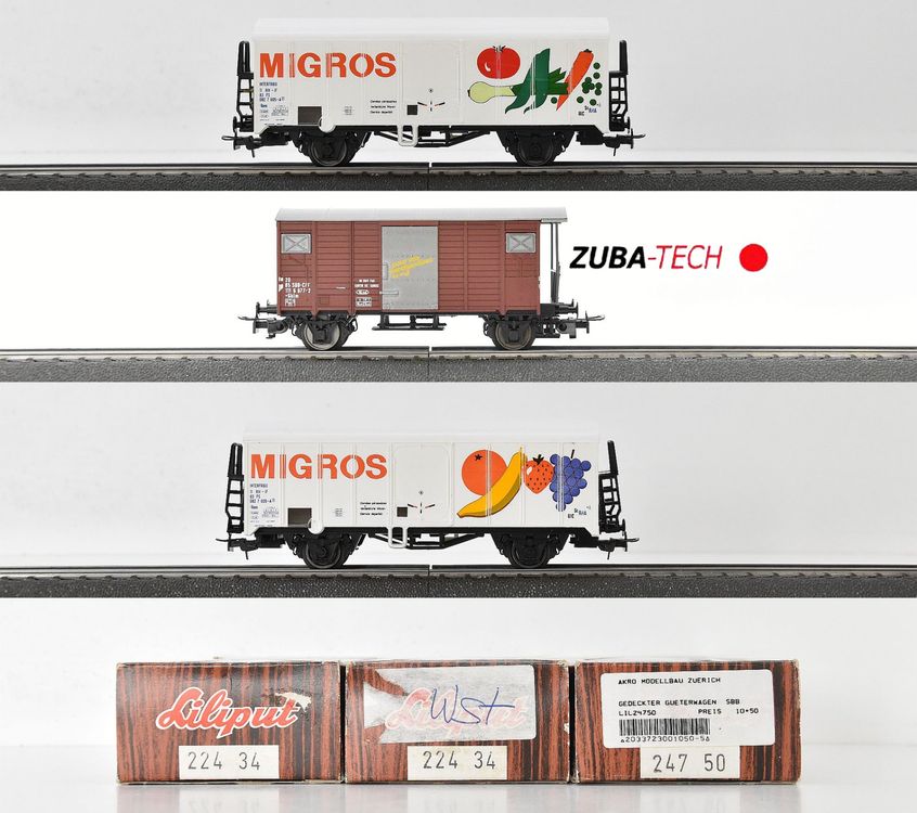 Liliput 3x Güterwagen der SBB/FS H0 WS mit OVP (Gebraucht) in St ...