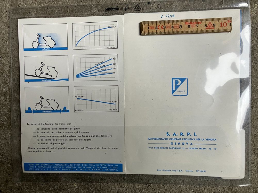 Prospekt Vespa GS 150 V4 1957 Original selten (Gebraucht) in Murten für ...