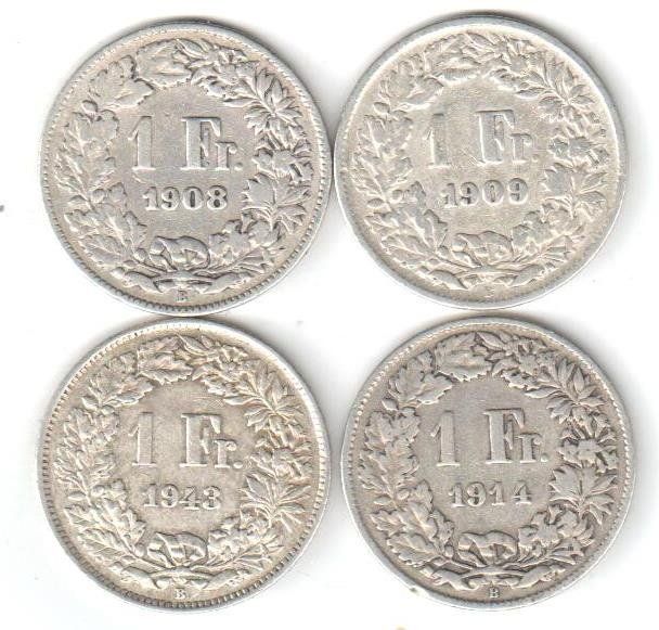 4 x 1 Franken Silbermünzen (Gebraucht) in Glattfelden für CHF 9 – mit Lieferung auf Ricardo kaufen