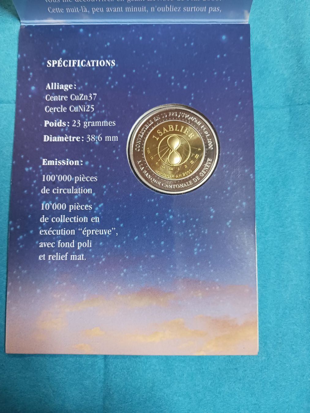 Pièce rare: Le Sablier, Genève, An 2000, édition limitée (Neuf (Voir ...