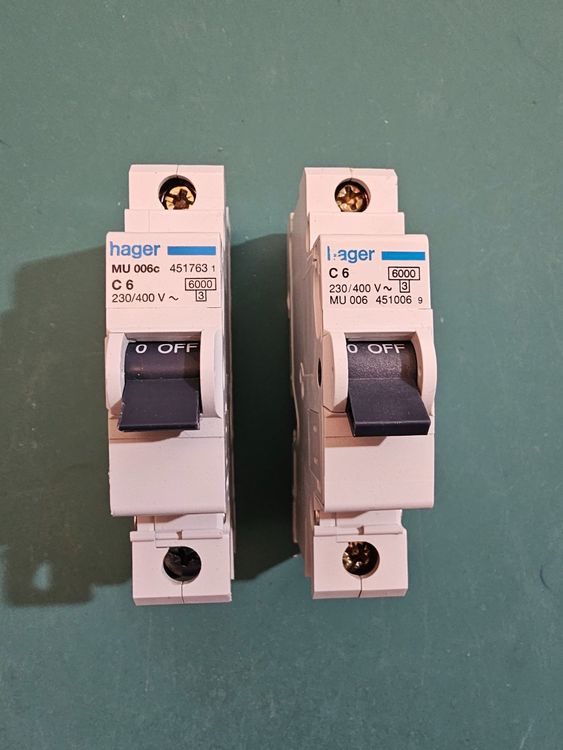2 Leitungsschutzschalter Hager MU 006c C6 6A (Gebraucht) in Zürich für CHF 3 – mit Lieferung auf ...