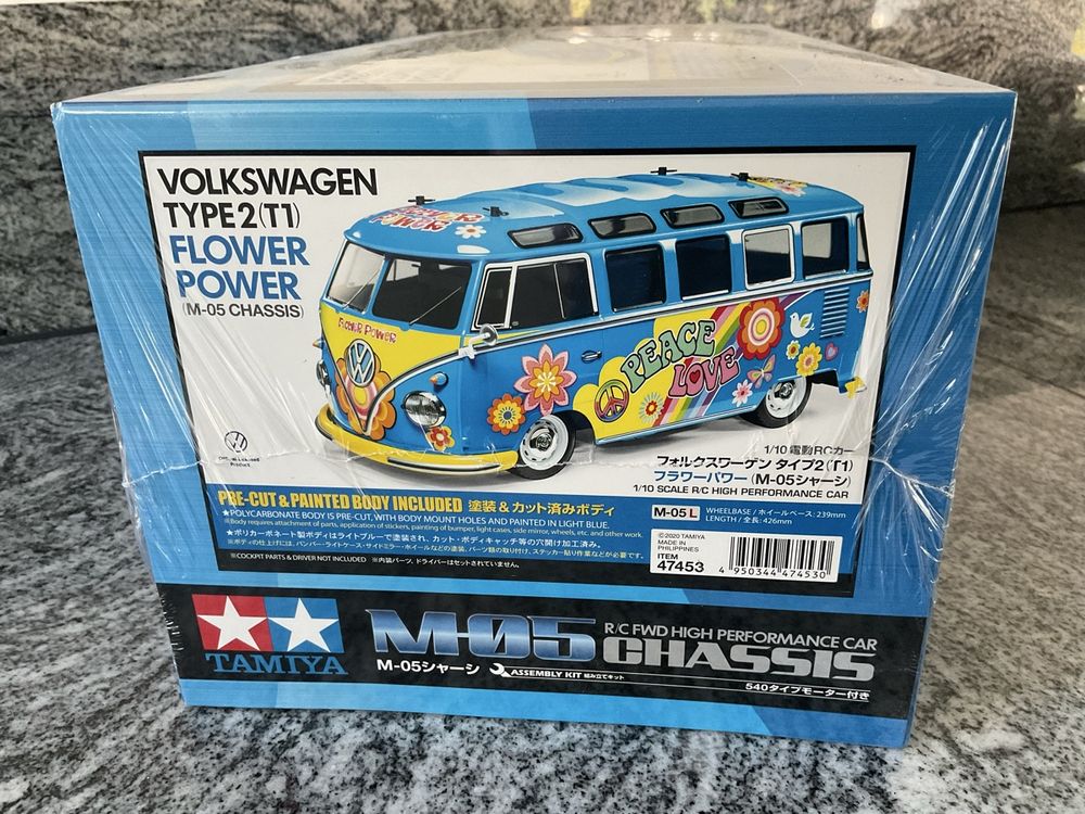 Tamiya 47453 VW Bus T1 Samba Flowerpower (vorlackiert) M-05 (Neu und ...