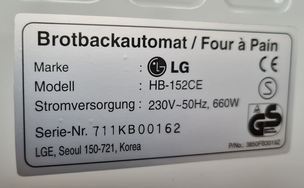 Brotbackautomat LG HB-152CE (Gebraucht) in Rorschacherberg für CHF 1 ...