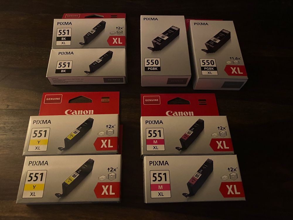 Canon Pixma 551 550 XL Y/BK/M/PGBK Druckerpatronen, OVP NEU! (Neu und ...