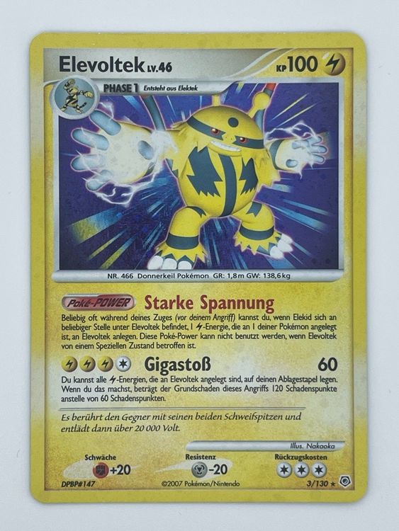 Elevoltek 3/130 Holo Rare Pokémon Diamond & Pearl (Bleed) (Neu (gemäss ...