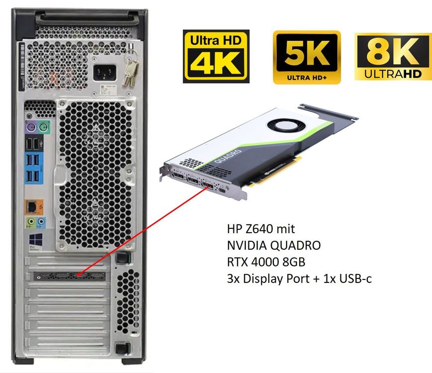PC HP Workstation Z640 128GB Win11 1.2TB SSD RTX 4000 (Gebraucht) in ...