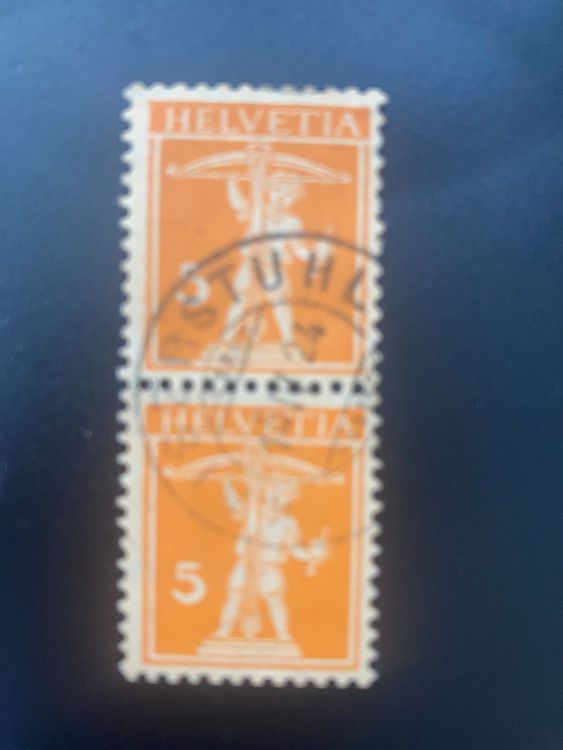 Schweiz 1924 Tellknabe Paar 5Rp Vollstempel Kaiserstuhl 15.4 (Gebraucht) in Liestal für CHF 1 ...