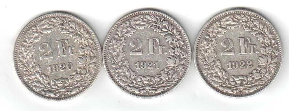 3 x 2 Franken Silbermünzen (Gebraucht) in Glattfelden für CHF 16.2 – mit Lieferung auf Ricardo ...