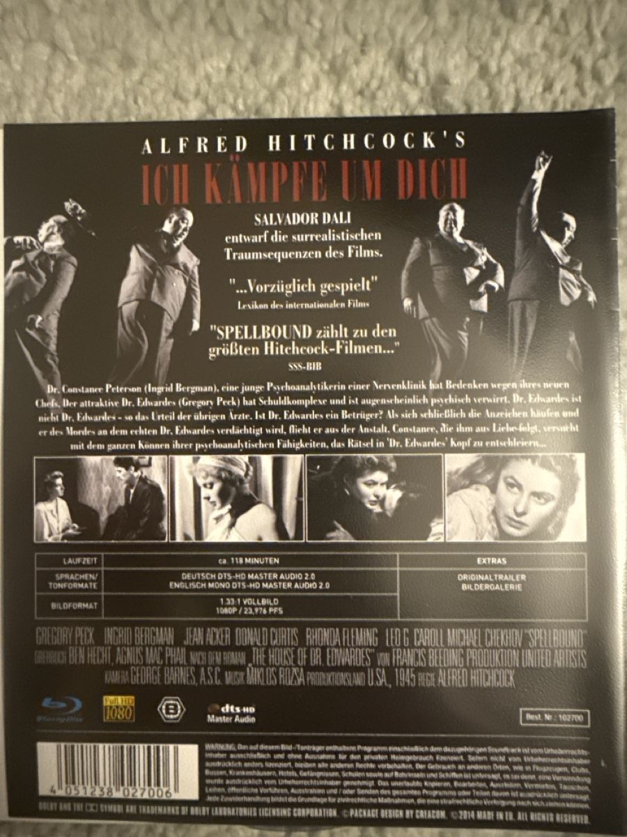 Ich kämpfe um Dich - Alfred Hitchcock - BluRay - Top! (Gebraucht) in ...