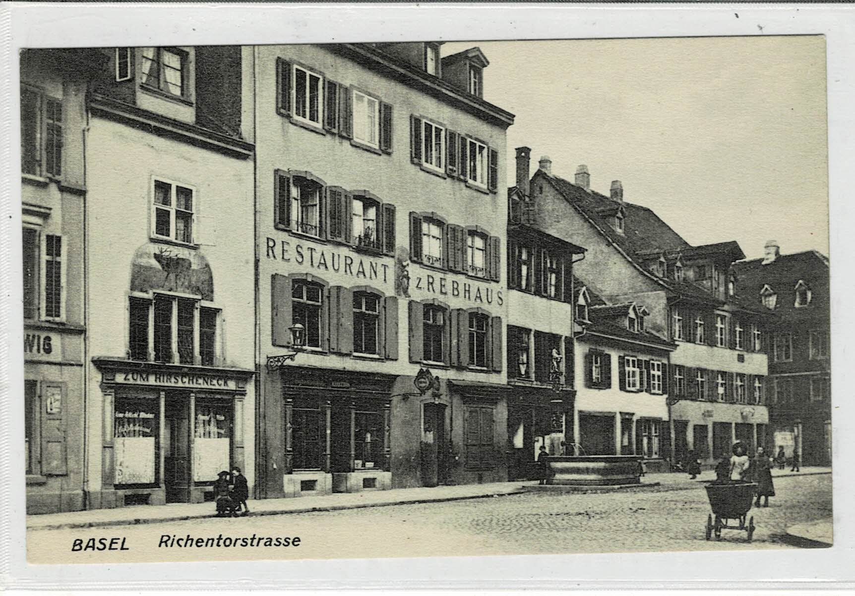 BASEL Richentorstrasse mit Rest. z. Rebhaus BS um 1920! (Neu (gemäss ...