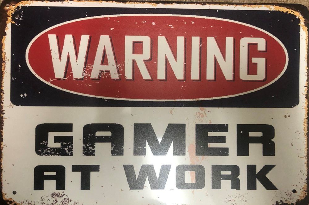 Blechschild Warning Gamer at Work Sign (Neu und originalverpackt) in ...