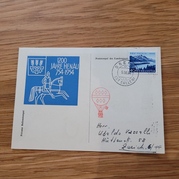Ballon Flug Pro Patria Dreien 1954 Zürich (Gebraucht) in Biel/Bienne für CHF 3 – mit Lieferung ...