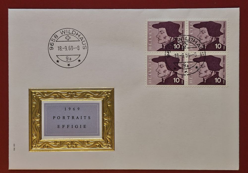 WERBE 471 ZWINGLI VIERERBLOCK WILDHAUS FDC 1969 (Neu (gemäss Beschreibung)) in Düdingen für CHF ...