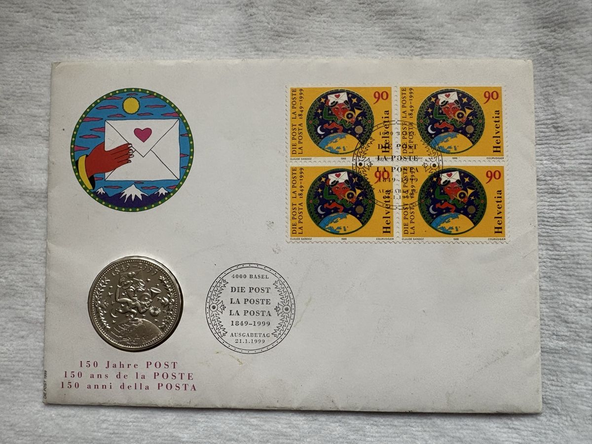 FDC 150 Jahre Post mit 20 Franken Sondermünze (Gebraucht) in Neunkirch ...