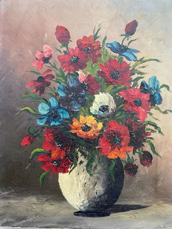 Blumen Ölgemälde Vintage Unikat handgemalt auf Leinwand (Gebraucht) in Buttikon SZ für CHF 30 ...