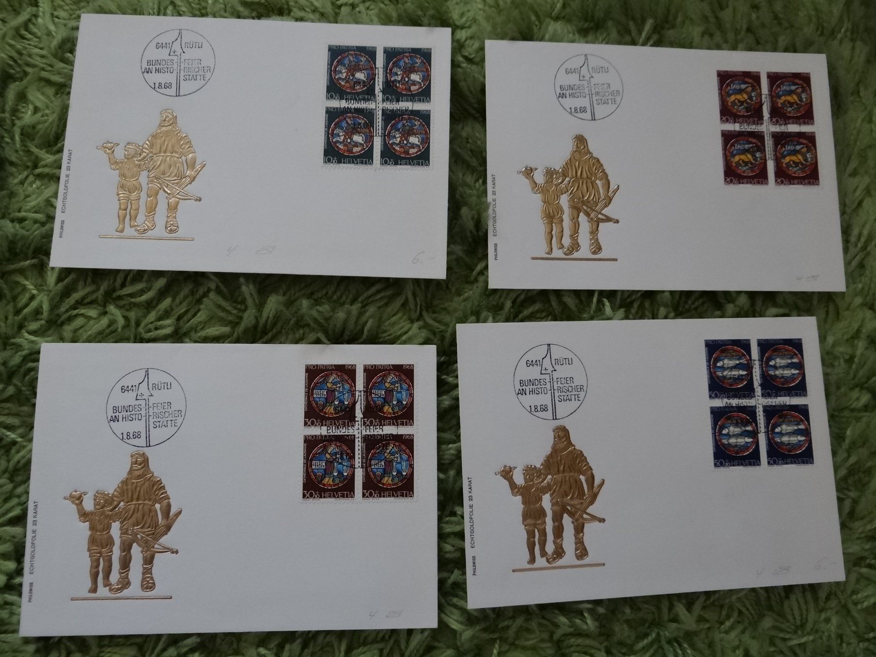 Pro Patria 1968 4er Block Rütlistempel ab CHF 3.50 (Gebraucht) in Kriens für CHF 3.5 – mit ...