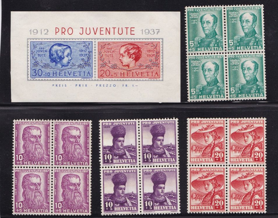 31 Stk. Pro Juventute Viererblocks, Blocks ab 1937 | Kaufen auf Ricardo