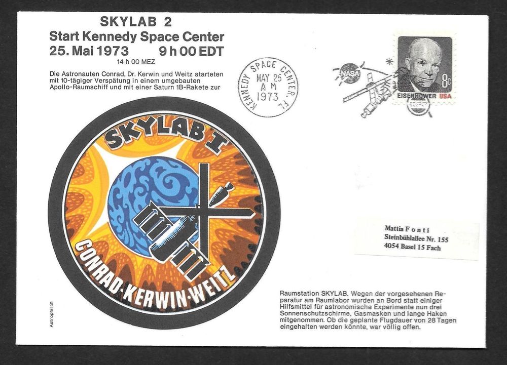 USA Sonderbrief Skylab 2 Startbeleg NASA-Cachet 25. Mai 1973 (Neu (gemäss Beschreibung)) in ...