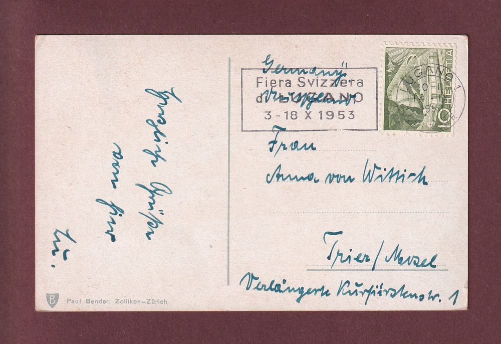LUGANO-CASTAGNOLA - Palme - 1953 (D'occasion) à Pully pour CHF 5 – avec ...