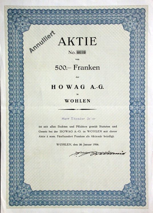 Howag AG Wohlen - 1956 | Kaufen auf Ricardo