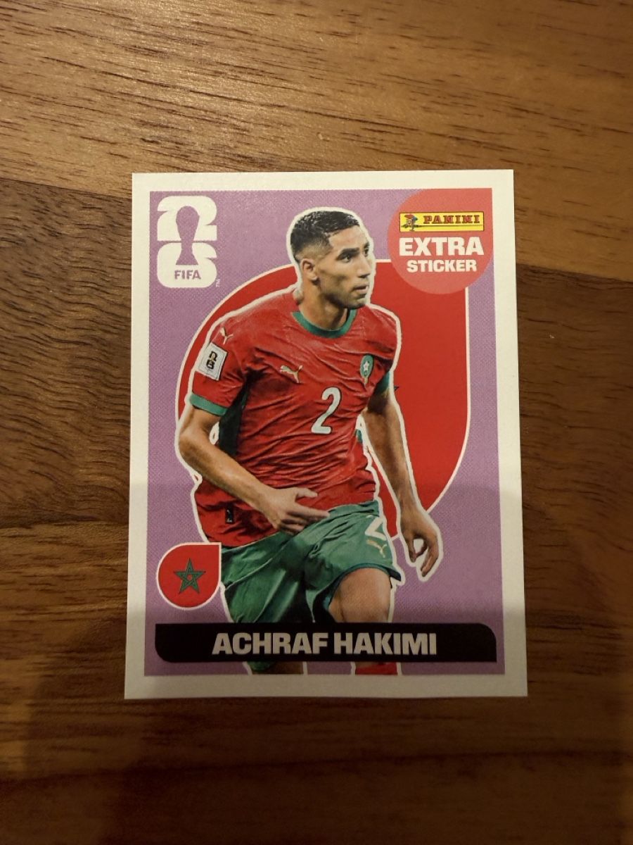 Panini WM Sticker Achraf Hakimi Extra Sticker Top Zustand (Neu (gemäss ...
