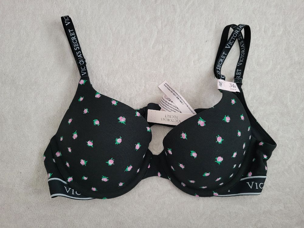 Victoria's Secret Push-Up BH 75B Schwarz mit Blumen Neu | Kaufen auf Ricardo