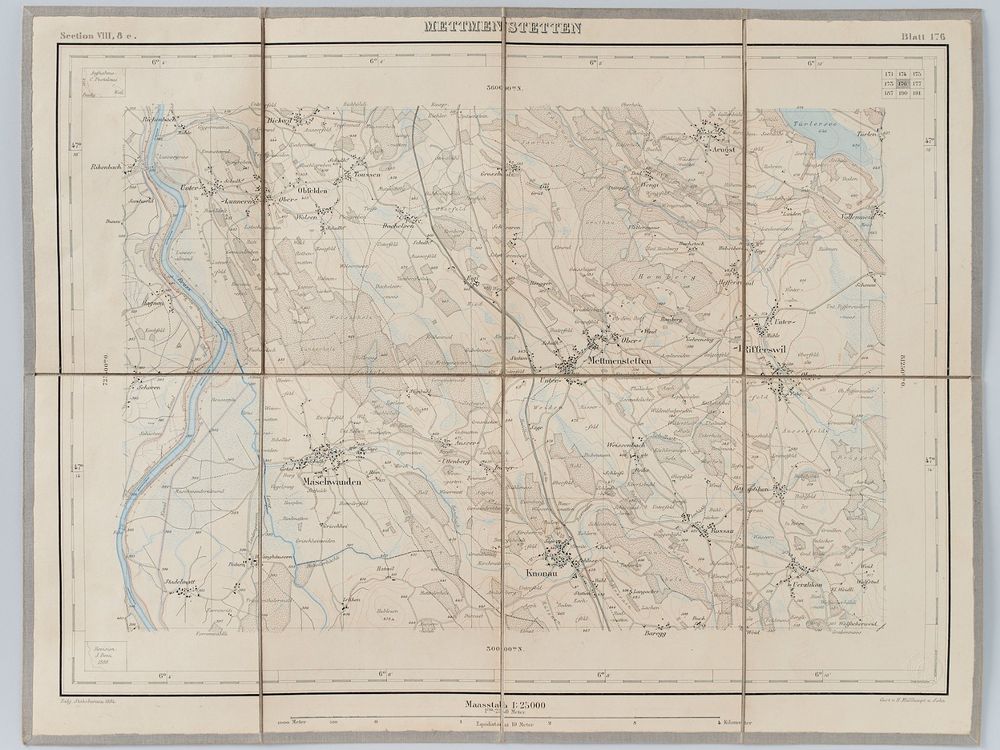 Landkarte Siegfriedatlas Blatt 176 Mettmenstetten 1894 (Gebraucht) in Zürich für CHF 30 – mit ...