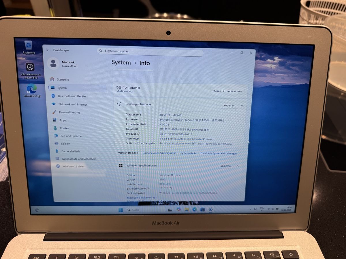 Apple MacBook Air mit Windows 11 Bootcamp (Gebraucht) in Gisikon für ...