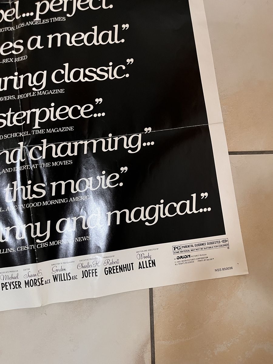 Rare! Affiche cinéma La Rose Pourpre du Caire de Wood Allen (D'occasion ...