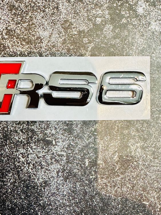 Audi RS6 Emblem Schriftzug Logo aus Metall NEU in Rot/Chrom | Kaufen ...