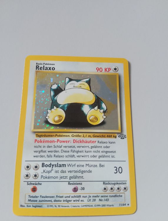 Relaxo Pokemon Karte Holo Rare Jungle Set 11/64 Selten | Kaufen auf Ricardo