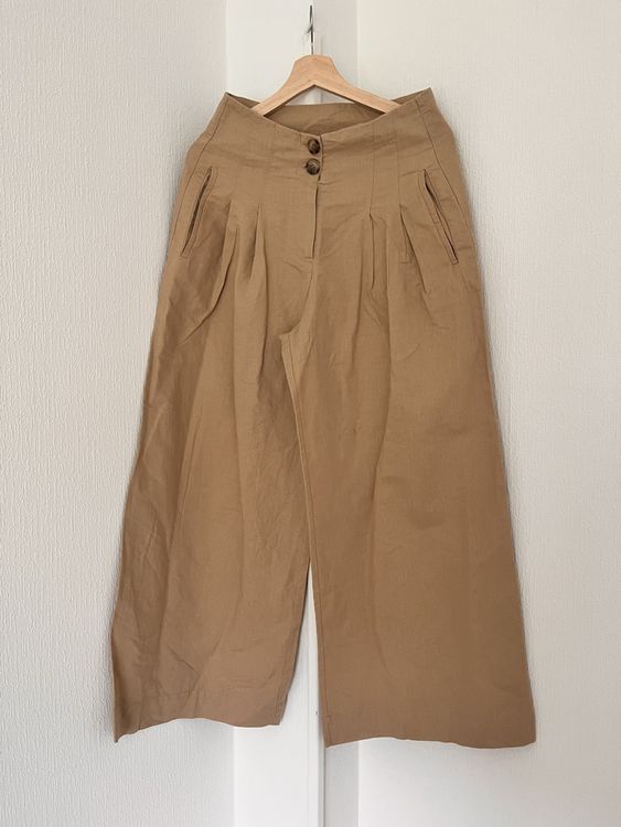 Rene Derhy Wide Leg Linen Blend Trousers, Size M, Beige (Gebraucht) in ...