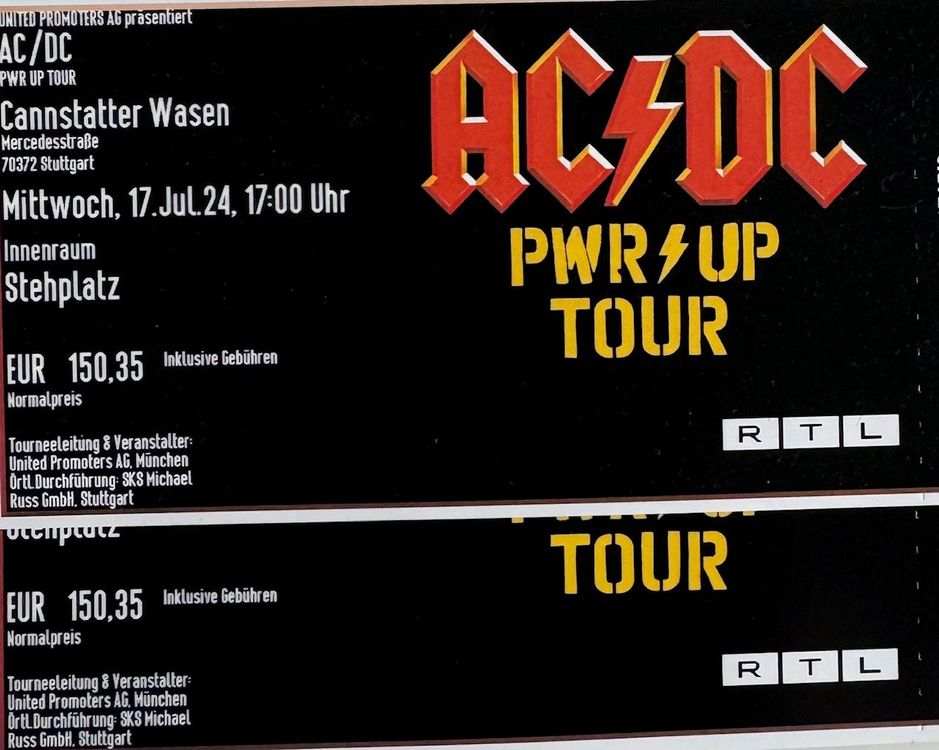 2x AC DC Stuttgart Stehplatz 17. Juli | Kaufen auf Ricardo