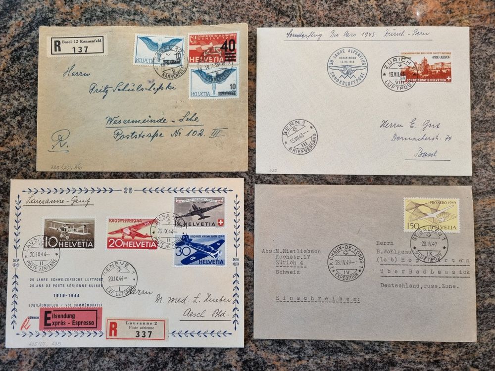20 Briefe mit CH Flugpost Ausgaben (Gebraucht) in Gümligen für CHF 35 – mit Lieferung auf ...