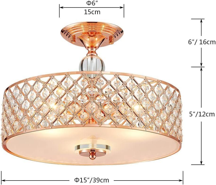 Deckenlampe Luxus Kristall Roségold Modern für Wohnräume Ø40 (Neu und ...