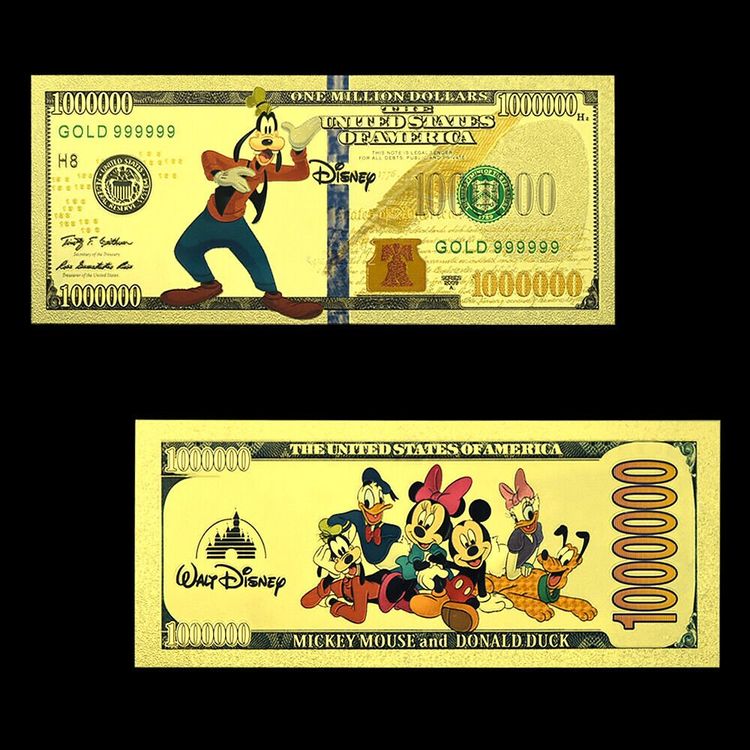 Disney Banknote Goldfolie 1 Million Dollar Nr.5 (Neu (gemäss ...