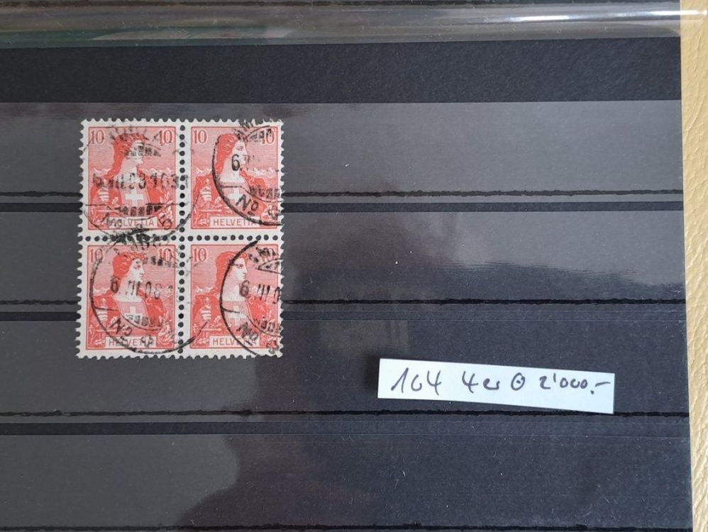rarer 4er-Block Helvetia Brustbild SBK 104 KW CHF 2'000.- (Gebraucht) in Ostermundigen für CHF ...
