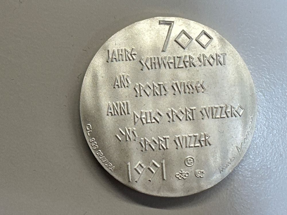 Medaille Silber 999 20g 700J. Schweizer Sport 1991 Franco An (Neu (gemäss Beschreibung)) in ...